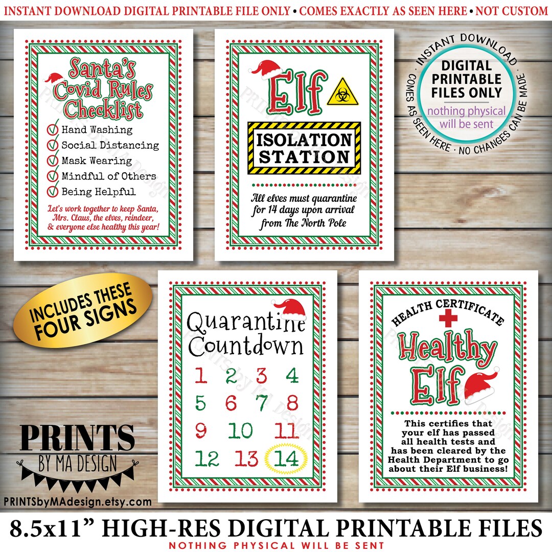 Elf Quarantine Signs Keep Santa Healthy During Covid - Etsy
