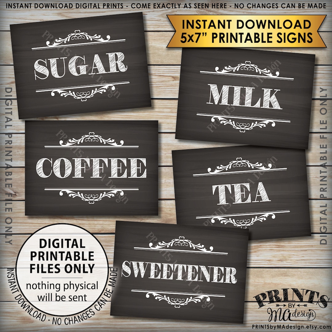 Coffee Bar Signs, Coffee Sign, Beverage Station, Tea Sign, Wedding ...