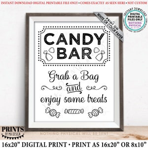 Candy Bar Sign, Grab a Bag and Enjoy Some Treats, Birthday, Graduation ...