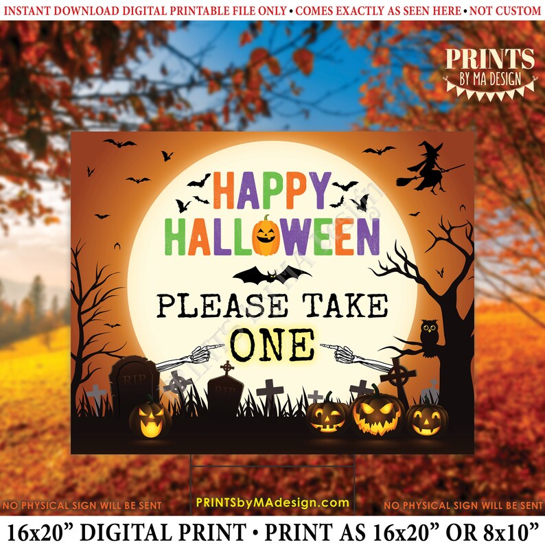 Please Take One Candy Sign Happy Halloween Trick-or-treat - Etsy