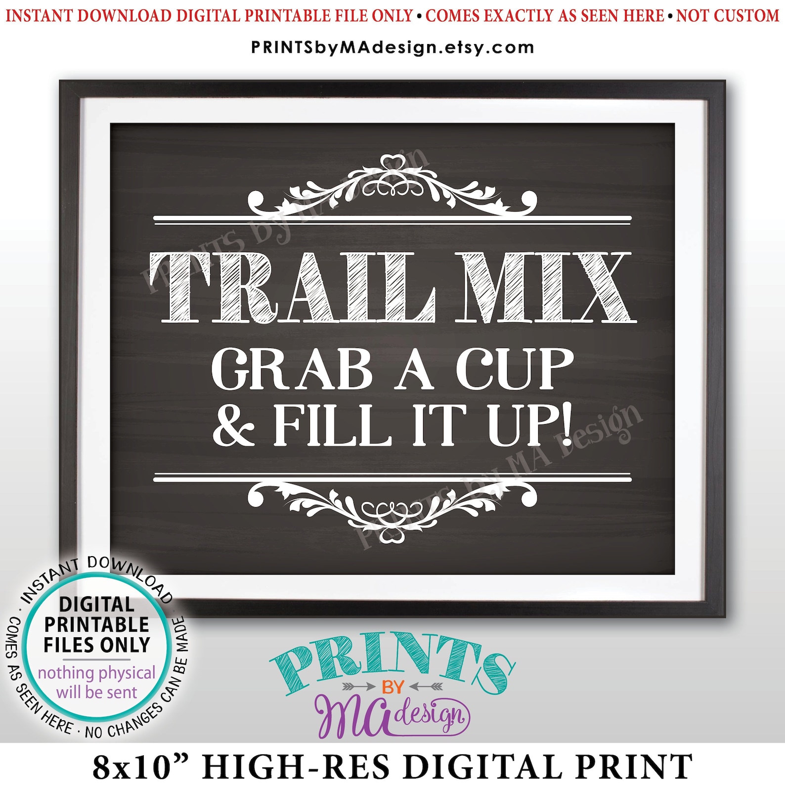 Trail Mix Sign Make Your Own Trail Mix Grab a Cup & Fill It - Etsy