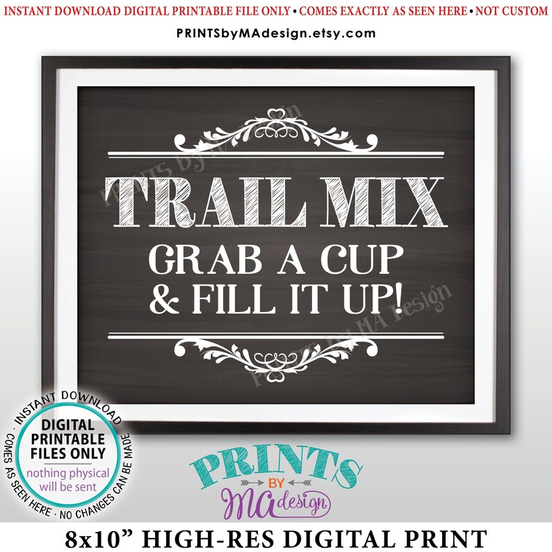 Trail Mix Sign Make Your Own Trail Mix Grab a Cup & Fill It - Etsy