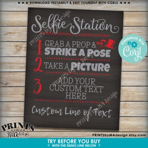 Selfie Station Sign, Custom Step Number 3 and Bottom Line of Text ...