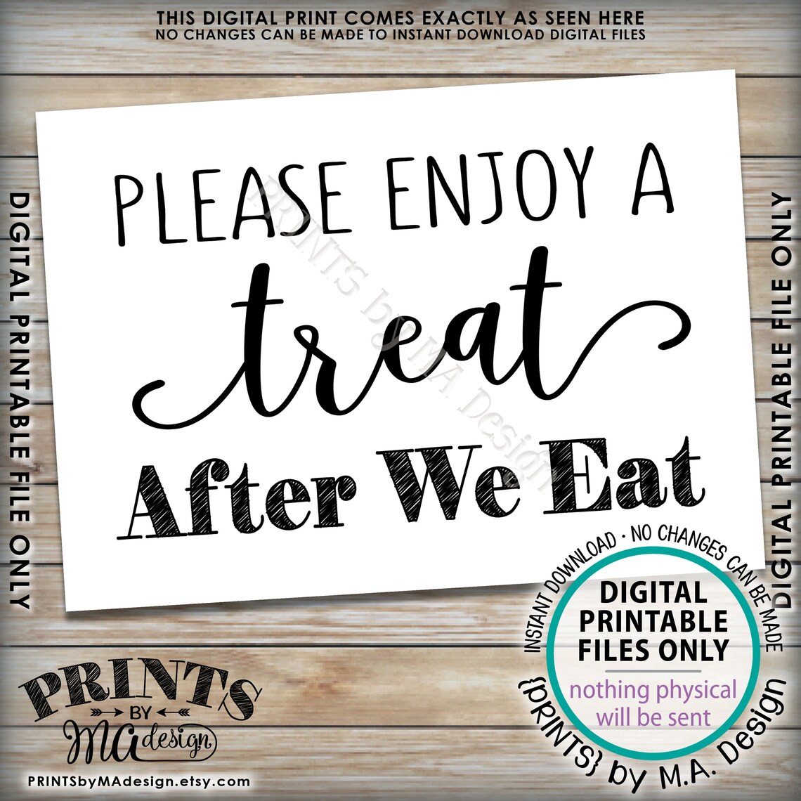Please Enjoy a Treat After We Eat Sign, Take a Treat Sign, Dessert Will ...