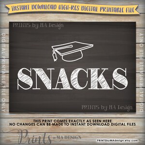 Snacks Sign, Graduation Party Snacks, Graduation Sign, Graduation Party ...
