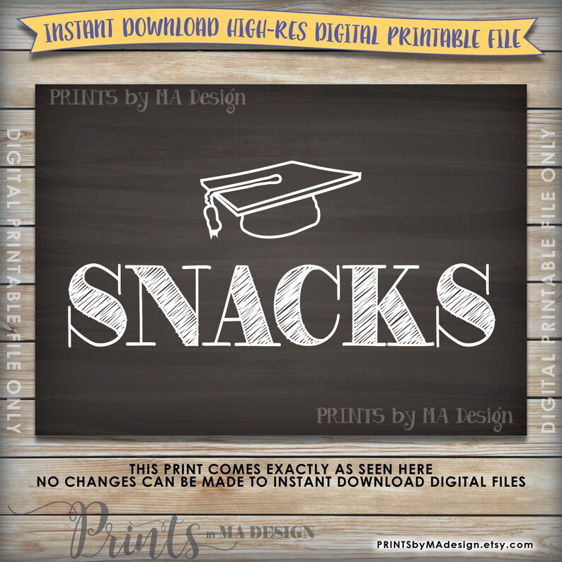 Snacks Sign, Graduation Party Snacks, Graduation Sign, Graduation Party ...