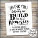 Sign a Block Sign, Thank You for Helping Me Build Memories, PRINTABLE ...