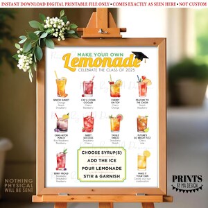 Graduation Party Lemonade Menu, Class of 2025 Grad Party Decoration ...