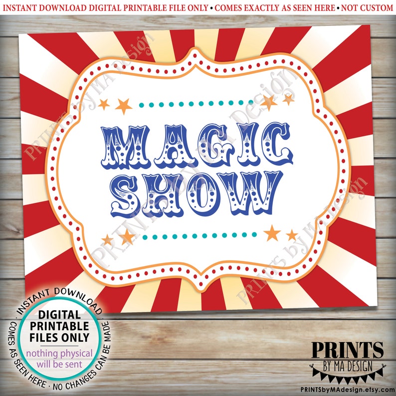 Carnival Magic Show Sign Circus Birthday Party Activities - Etsy