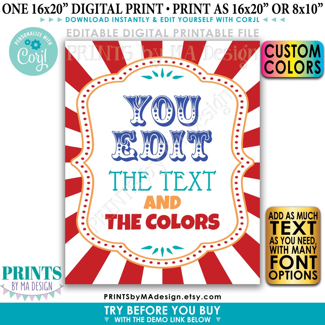 Custom Carnival Sign Carnival Theme Party Sign Circus - Etsy