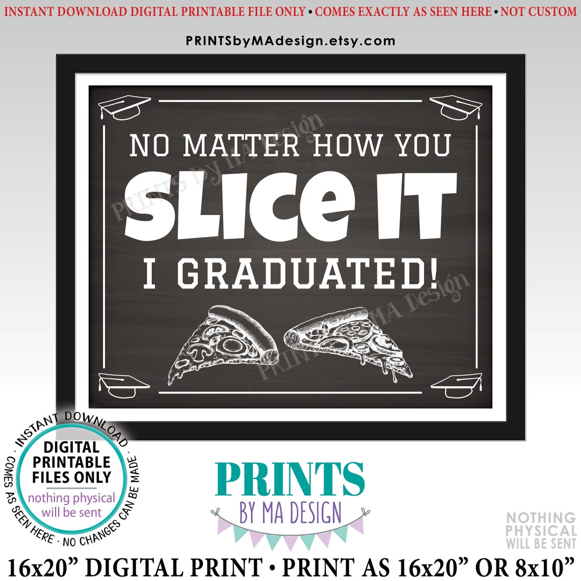 Graduation Party Pizza Sign, No Matter How You Slice It I Graduated ...
