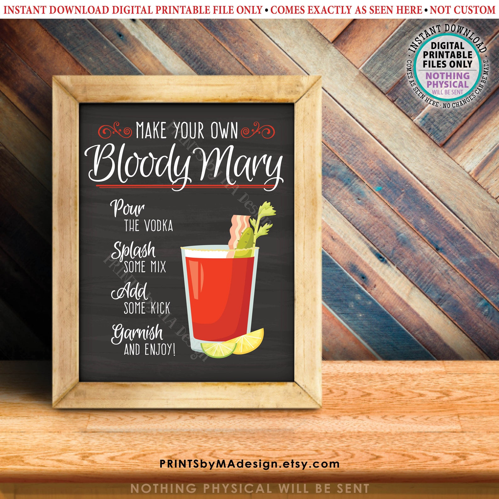 Bloody Mary Sign, Make Your Own Bloody Mary, Wedding Bridal Shower ...