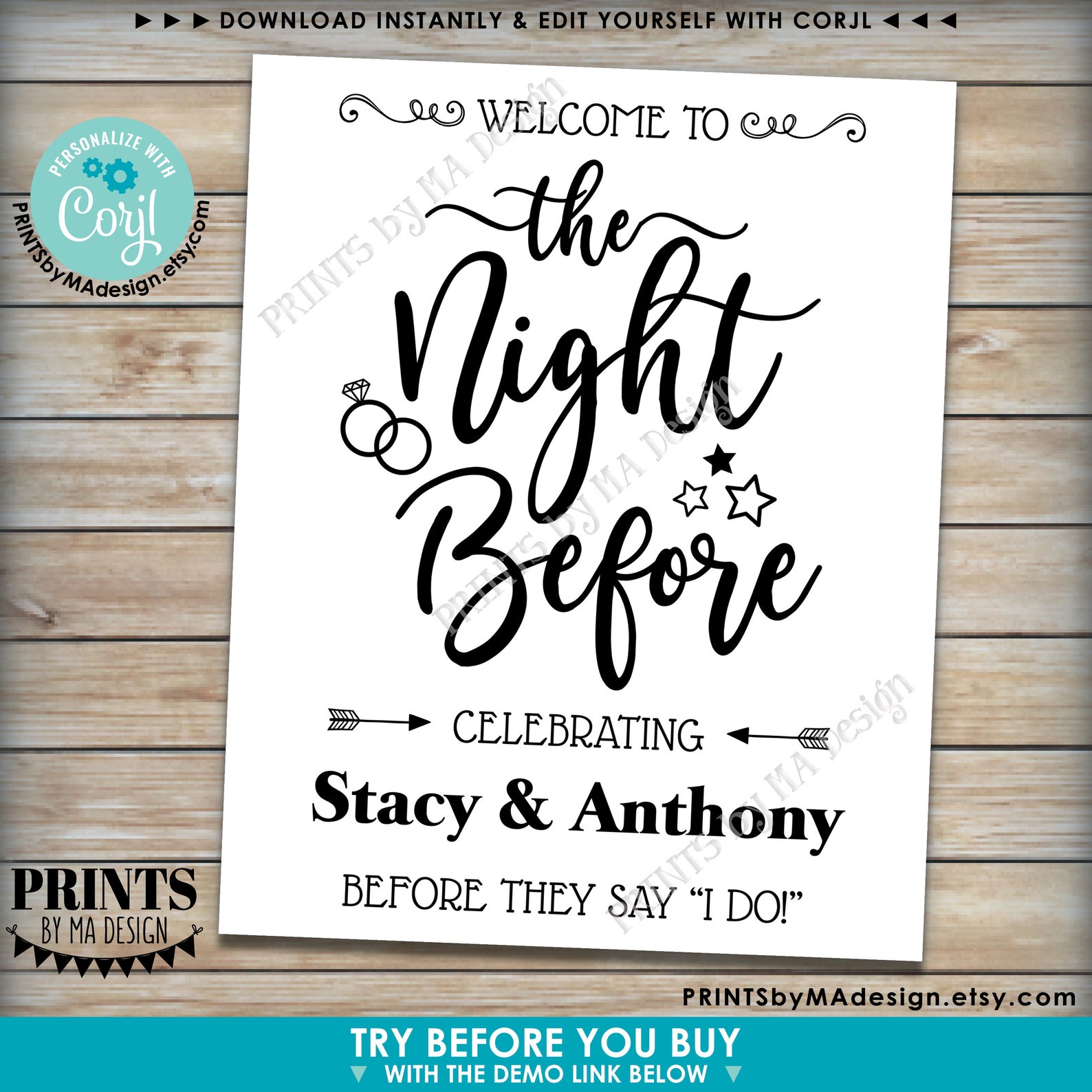 Welcome to the Night Before Editable Rehearsal Dinner Sign - Etsy Australia