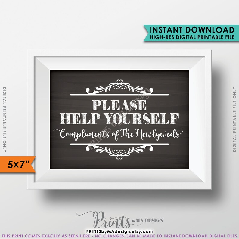 Please Help Yourself Sign Compliments of the Newlyweds | Etsy