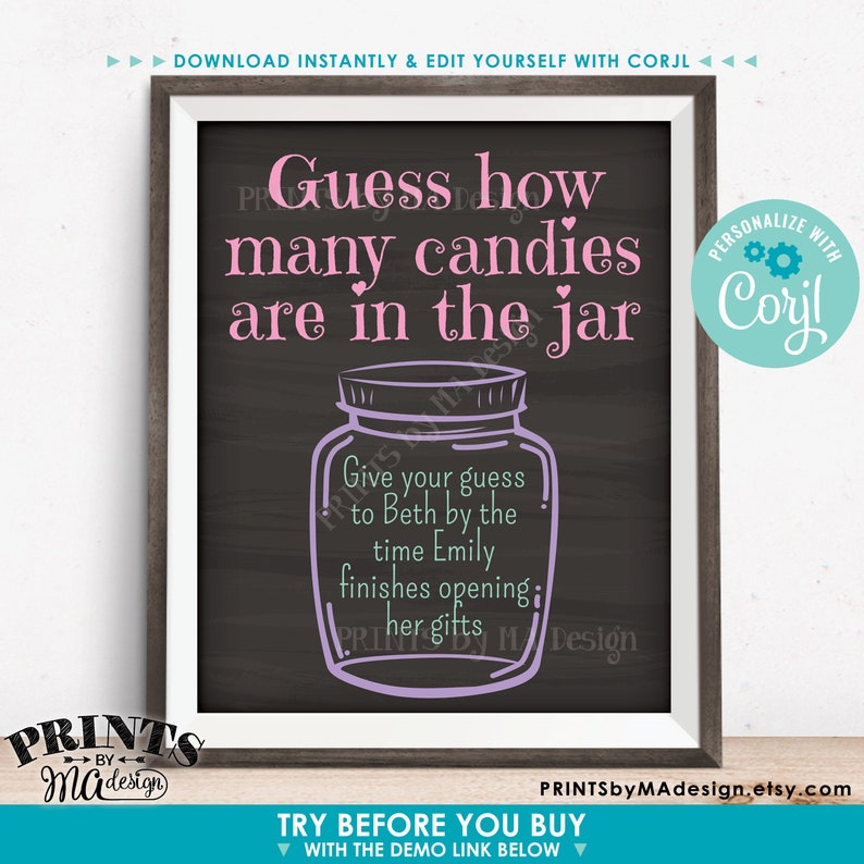 Custom Jar Sign Editable Jar Sign One PRINTABLE 8x10/16x20 | Etsy
