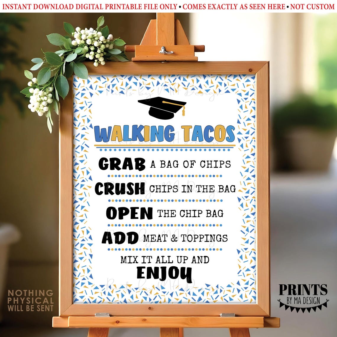Walking Tacos Graduation Party Sign, Grad Party Taco Bar Sign, Fiesta ...
