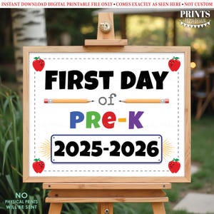 First Day of School Sign, Starting Pre-k, I'm a Preschooler, 2025-2026 ...