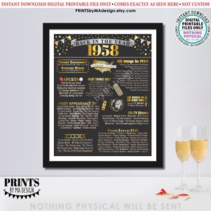 Back in the Year 1958 Poster Board Remember 1958 Sign - Etsy
