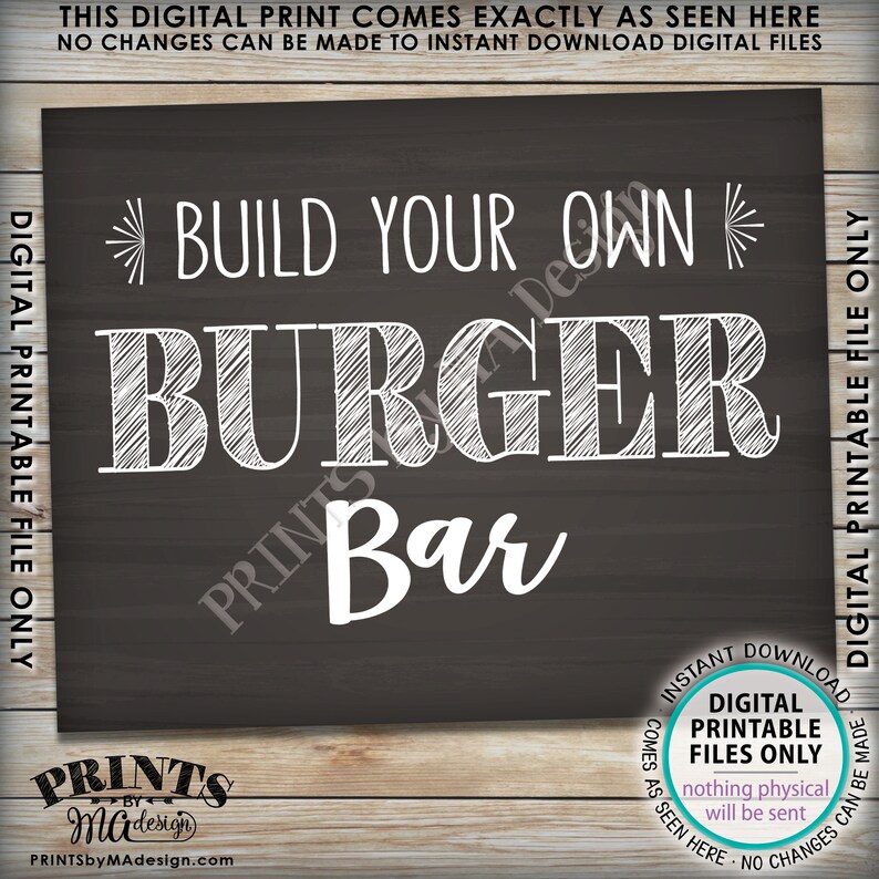 Burger Sign, Build Your Own Burger Bar Sign, Sliders, Graduation ...
