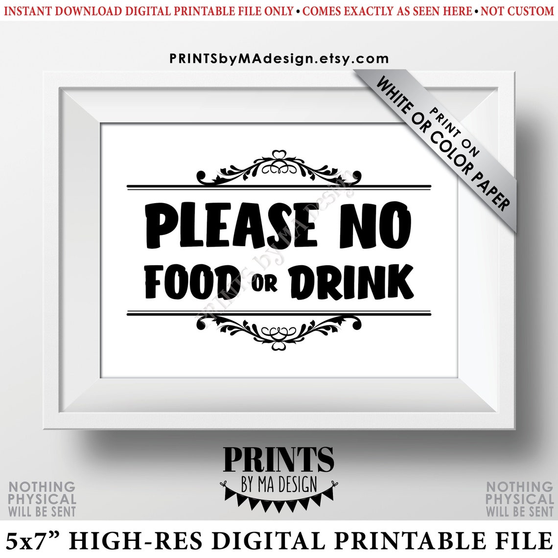 Please No Food or Drink Sign Keep Food Out PRINTABLE 5x7 - Etsy