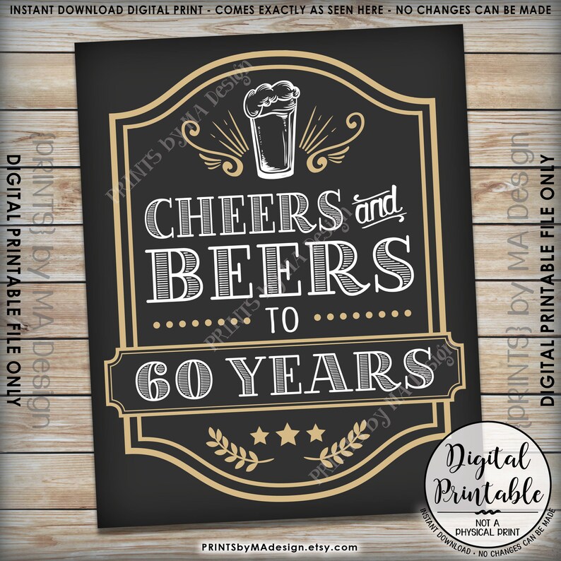 Cheers and Beers to 60 Years Cheers to 60th B-day Cheers & | Etsy
