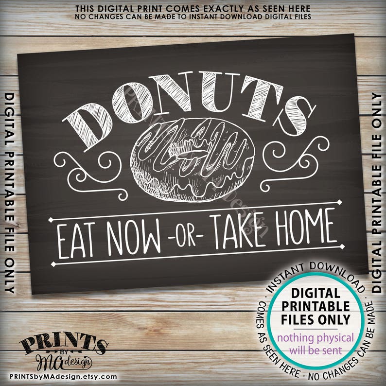 Donut Sign Eat Now or Take Home Donut Display Donut Bar - Etsy
