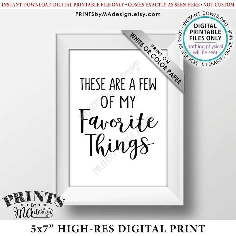 A Few of My Favorite Things Printable - Etsy