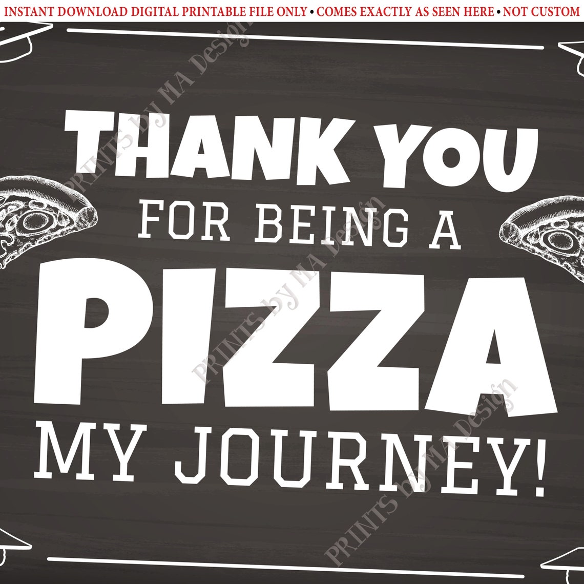 Graduation Party Pizza Sign, Thank You for Being a Pizza My Journey ...