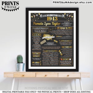 Back in the Year 1943 Birthday Sign, Flashback to 1943 Poster Board ...