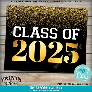 Class of Any Year Editable Sign, Graduation Party High School Reunion ...