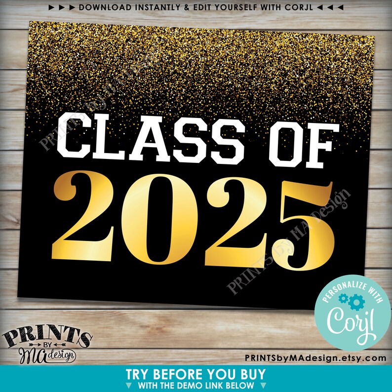 Class of Any Year Editable Sign Graduation Party High School - Etsy