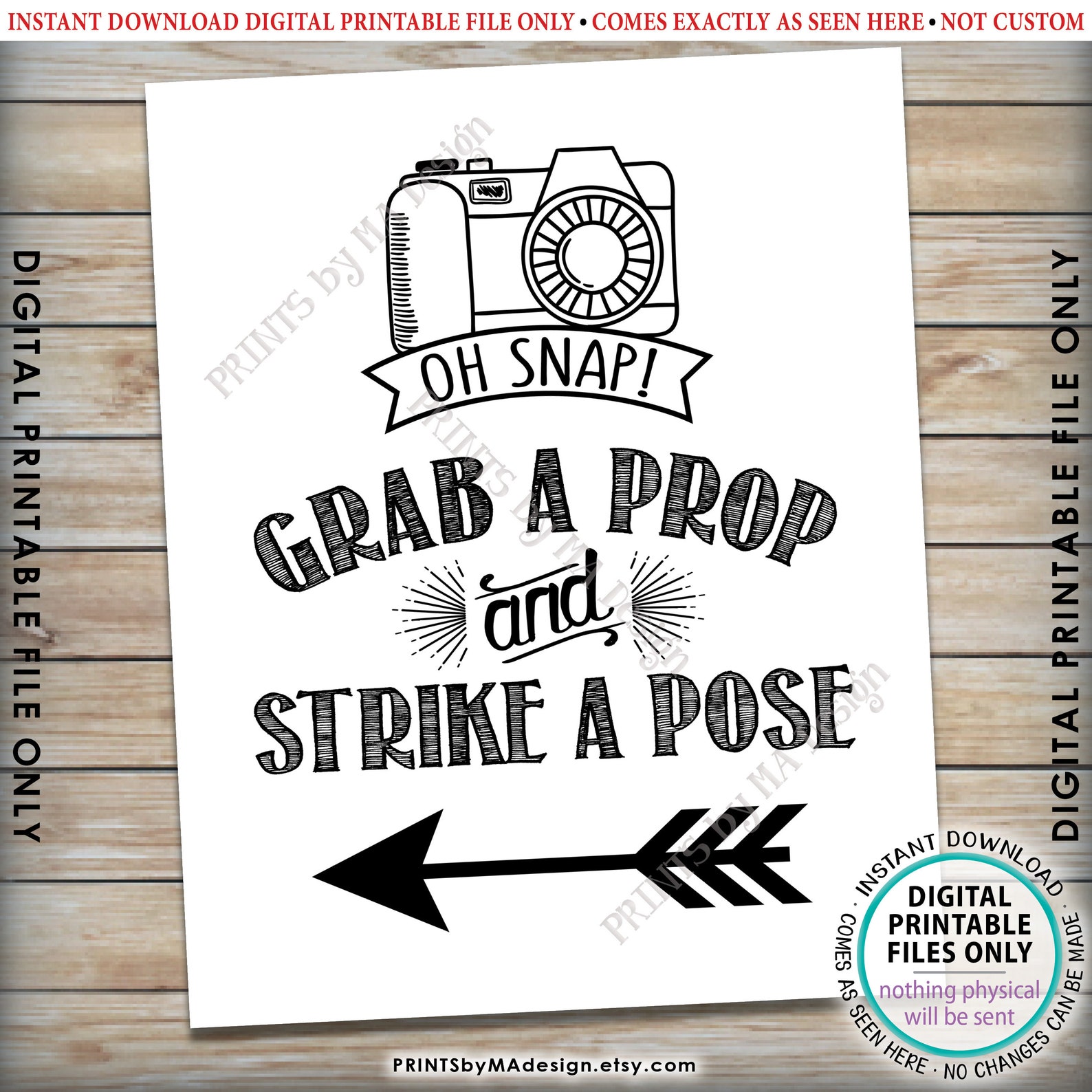 Grab a Prop and Strike a Pose Sign Pointing LEFT Arrow to - Etsy