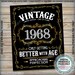 1968 Birthday Sign Better With Age Vintage Birthday Poster - Etsy