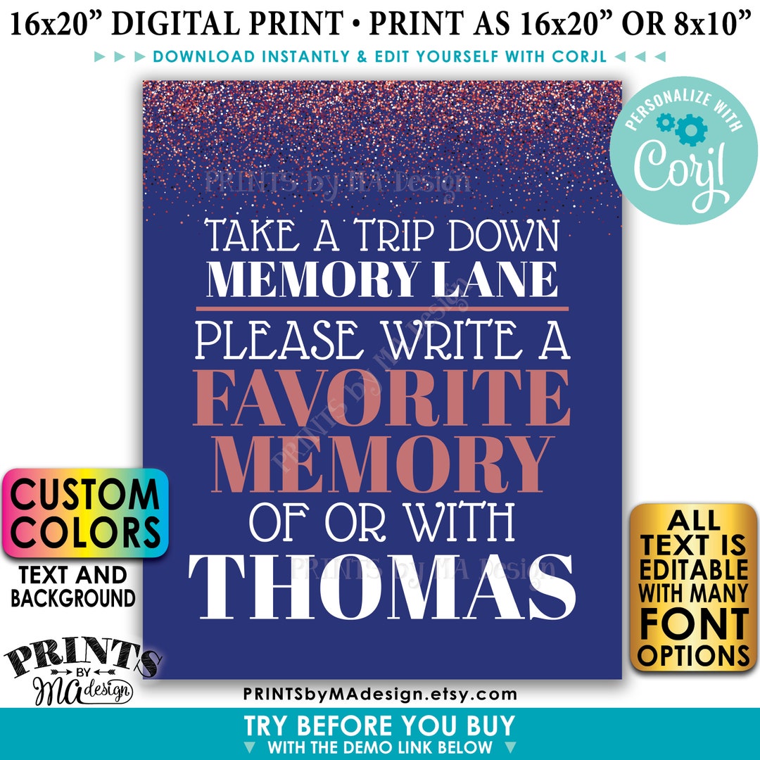 Memory Sign, Take a Trip Down Memory Lane & Share a Favorite Memory ...