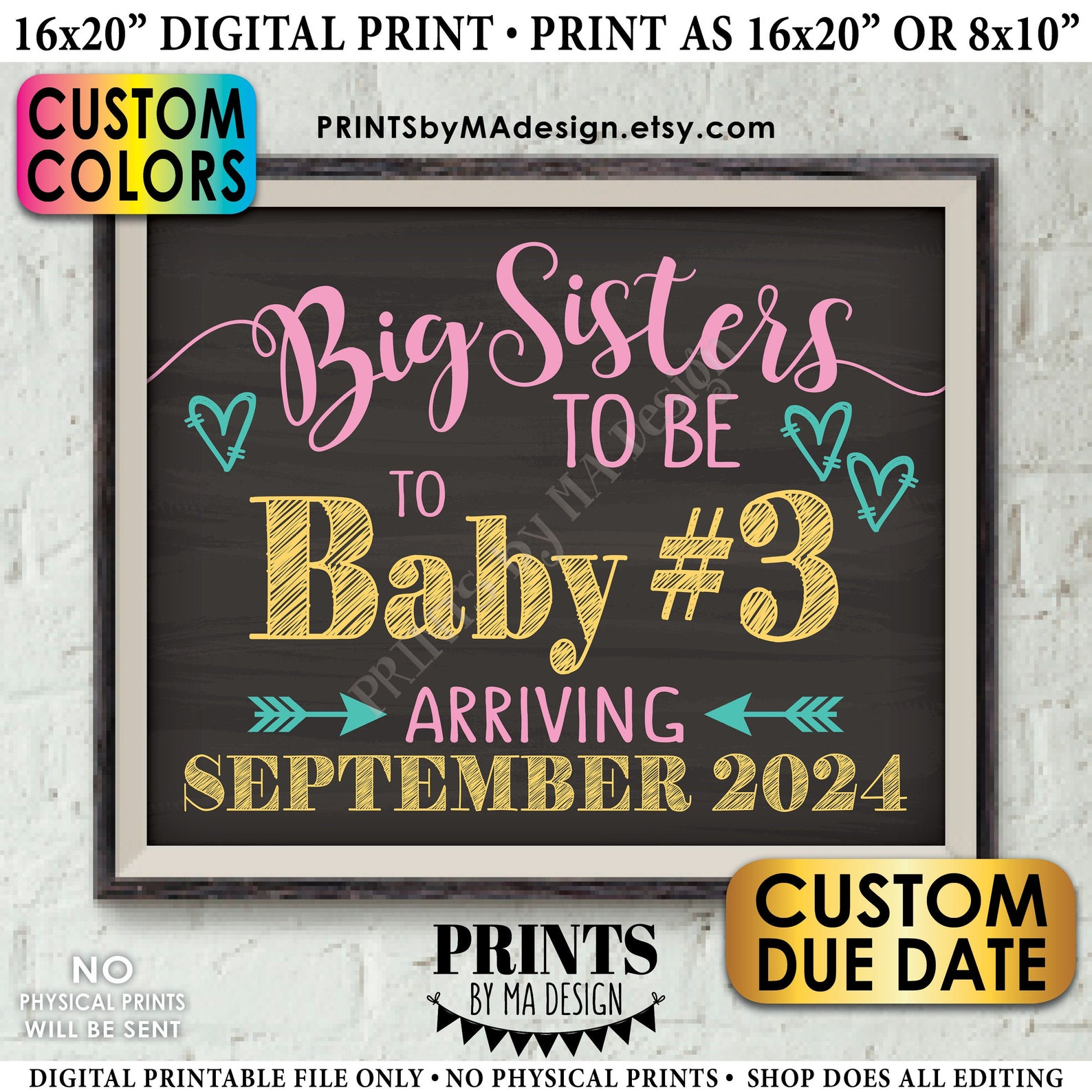 Baby #3 Pregnancy Announcement, Big Sisters to 3rd Baby Number 3 Photo ...