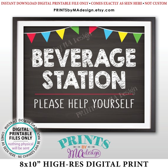 Beverage Station Sign Please Help Yourself to a Drink - Etsy