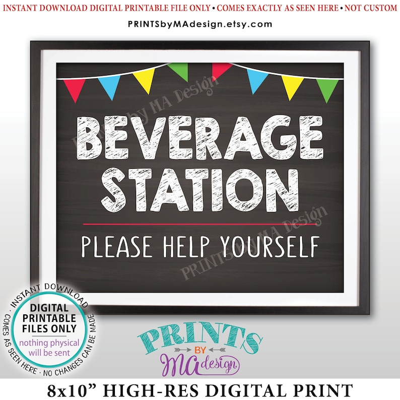 Beverage Station Sign Please Help Yourself to a Drink - Etsy