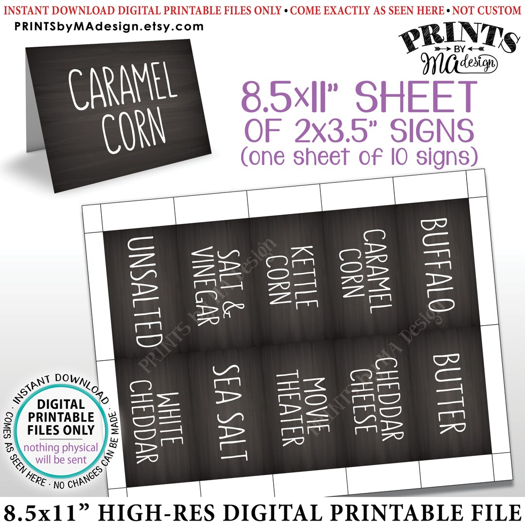 Popcorn Flavors, Popcorn Bar Labels, Caramel Cheddar, Kettle Corn ...