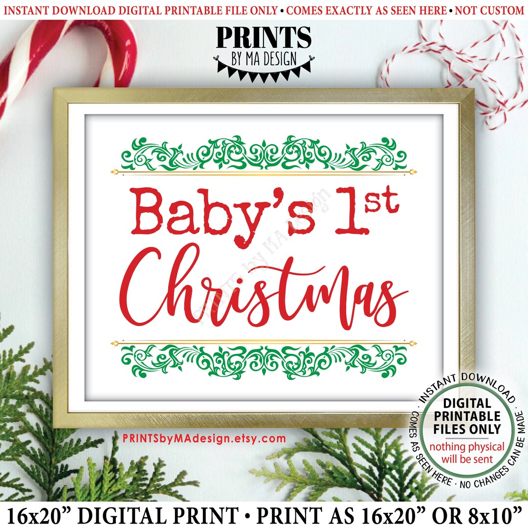Baby's First Christmas Sign, Christmas Photos, Holiday Display, Red ...