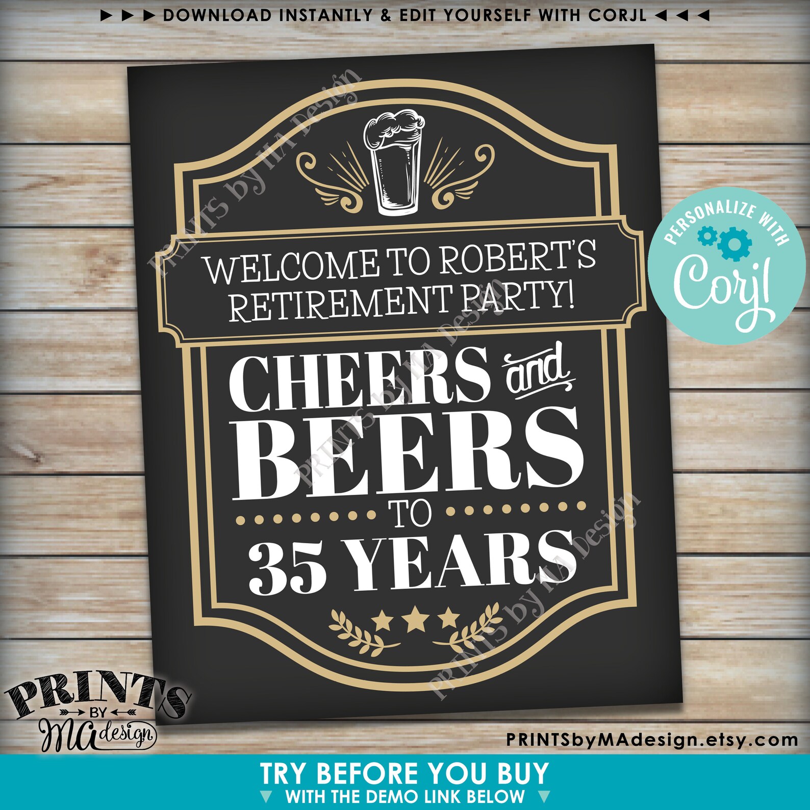 Cheers and Beers Retirement Party Sign Cheers to ___ Years - Etsy