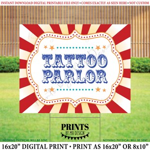 Tattoo Parlor Sign, Carnival Tattoo Studio, Circus Activities & Games ...