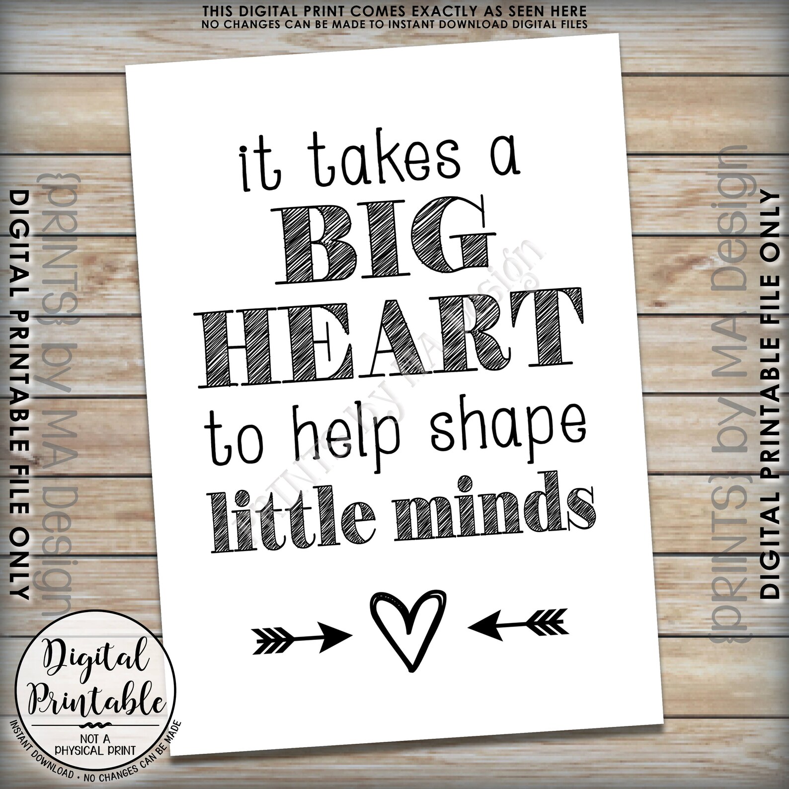 It Takes a Big Heart to Shape Little Minds, Teacher's Gift, Child ...