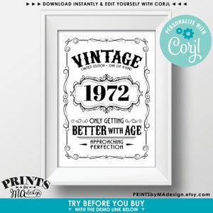 Vintage Birthday Sign, Better With Age Liquor Themed Party, Custom Year ...