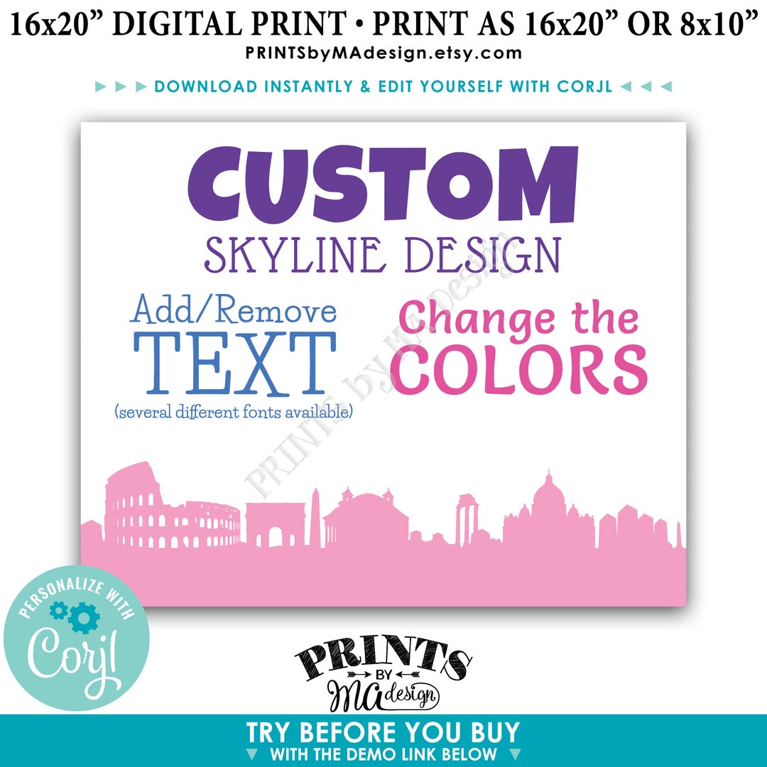 Italian Themed Sign, Choose Your Text & Colors, 1 Custom PRINTABLE 8x10 ...