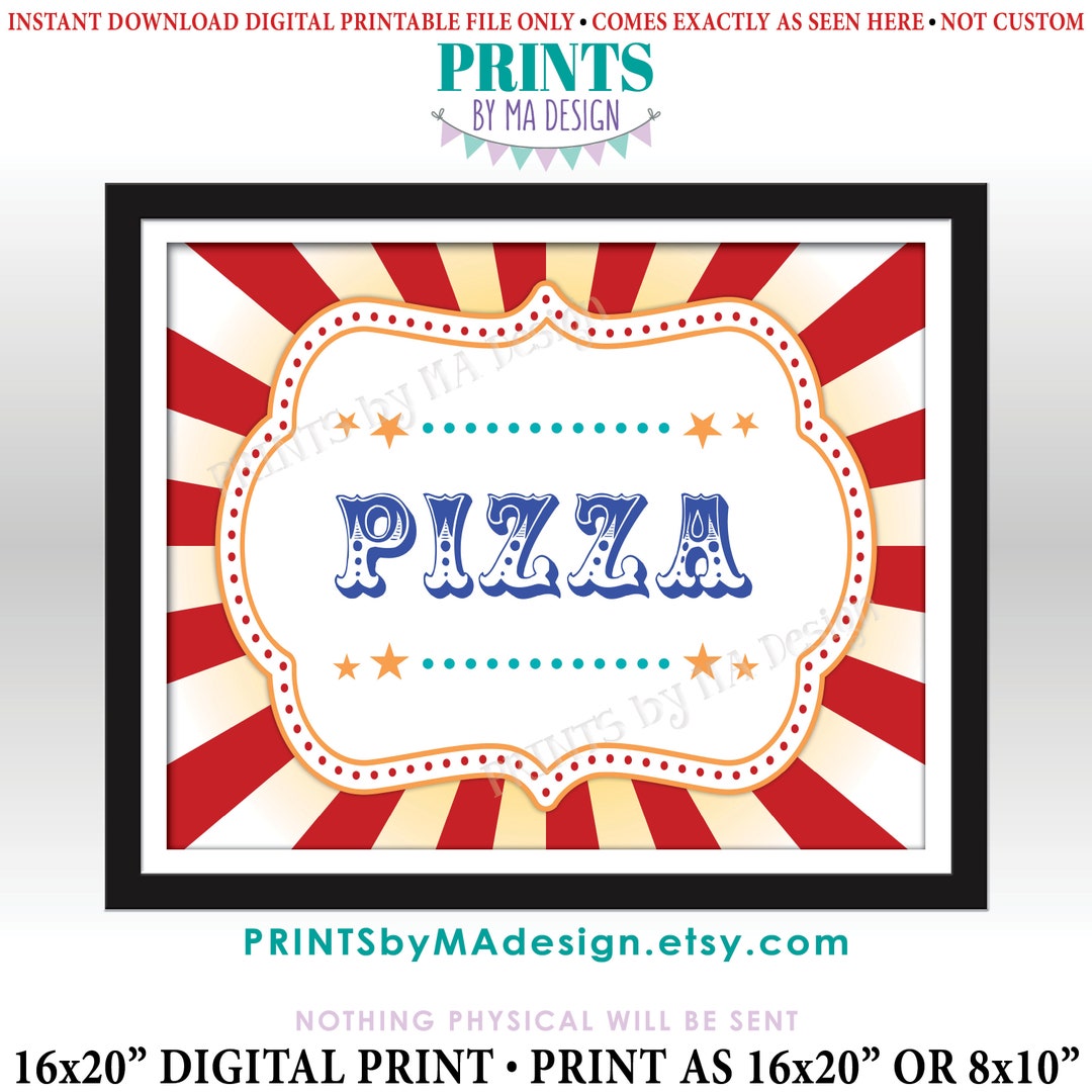 Pizza Carnival Food Sign, Pizza Party, Carnival Theme, Pizza Bar ...
