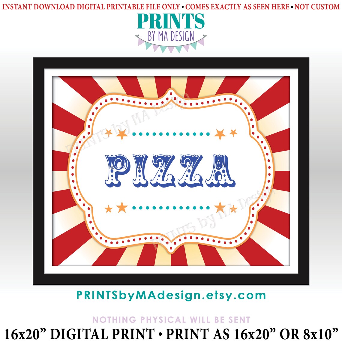 Pizza Carnival Food Sign Pizza Party Carnival Theme Pizza - Etsy