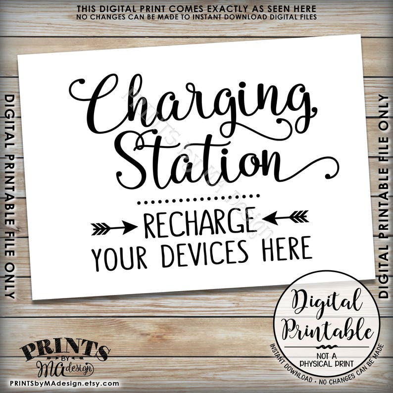 Charging Station Sign, Recharge Your Devices Here, Wedding Charge Bar ...