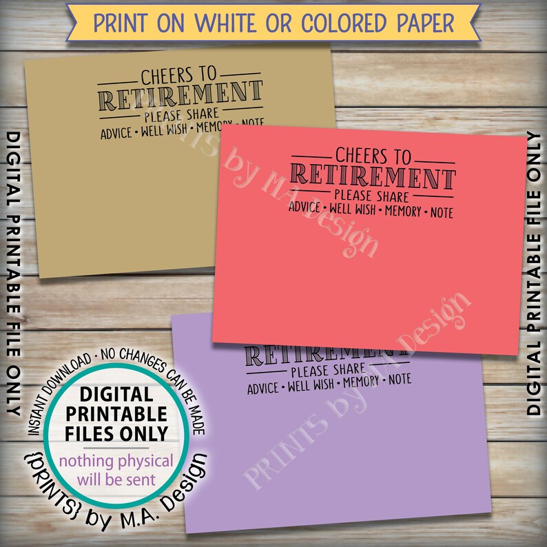 Retirement Wishes Cards Cheers to Retirement Memory Advice | Etsy