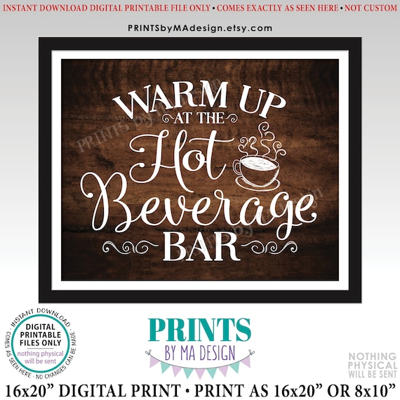 Warm up at the Hot Beverage Bar Sign Coffee Tea Hot | Etsy