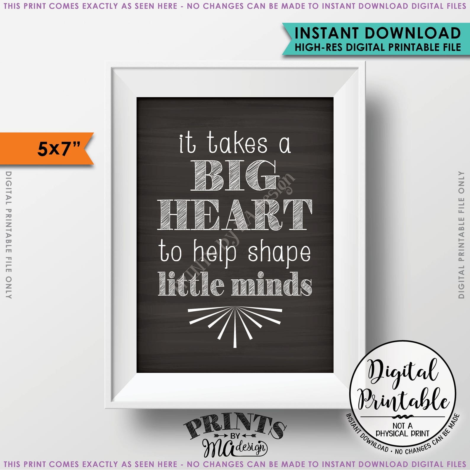 It Takes a Big Heart to Shape Little Minds Teacher's - Etsy